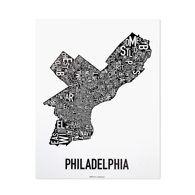 Philadelphia Typographic Neighborhood Map Poster – Neighborly
