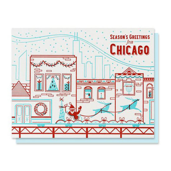 Season's Greetings from Chicago Holiday Train Letterpress Card – Neighborly