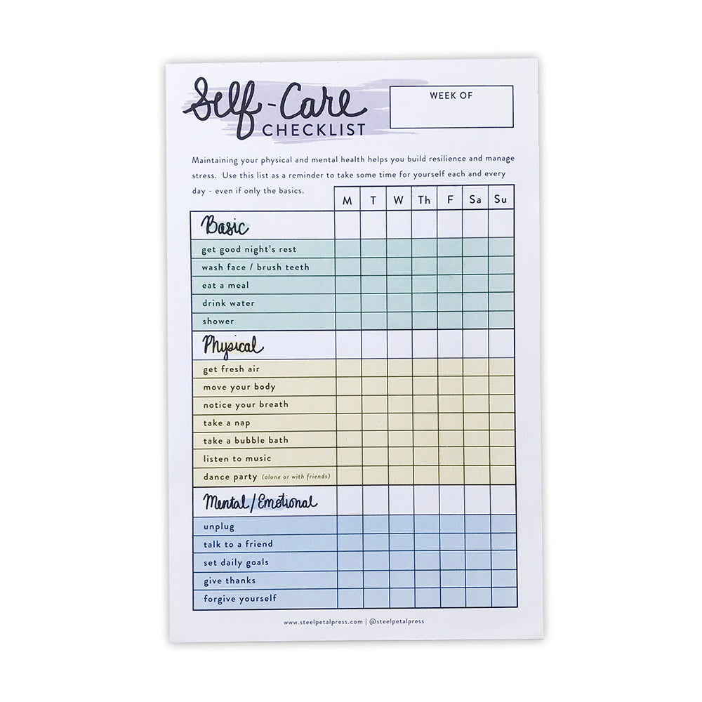Self Care Checklist Tracker Notepad – Neighborly